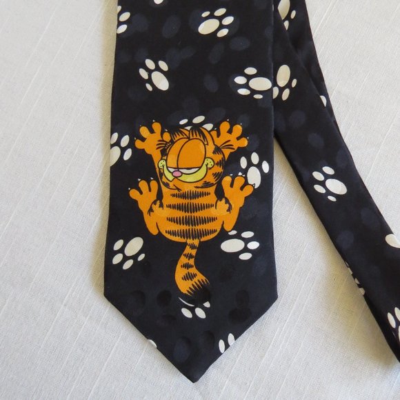 Vintage | Accessories | Vintage Paws Addiction Garfield Silk Tie Hand ...